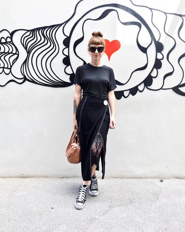 Anágua midi em tule e renda - Leonora